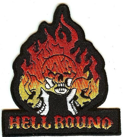 Hellbound Iron-On Patch Flaming Skulls Logo – Rock Band Patches