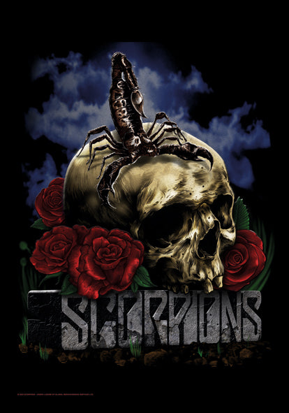 Scorpions Poster Flag Skull And Roses – Rock Band Patches